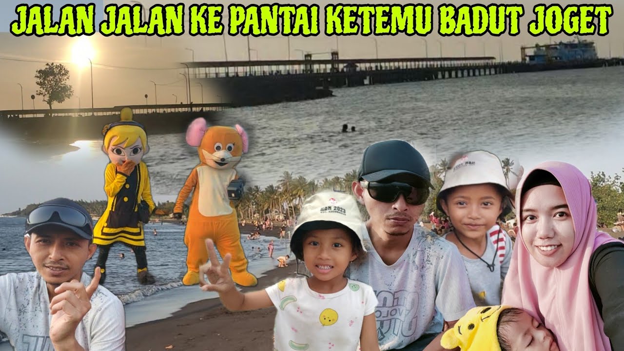 NYENENGIN ANAK ANAK KE PANTAI GAK SENGAJA KETEMU BADUT JOGET LUCUUUK 😁 - YouTube