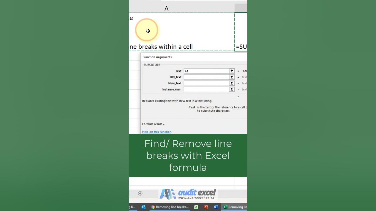 Formula to remove line breaks in Excel - YouTube