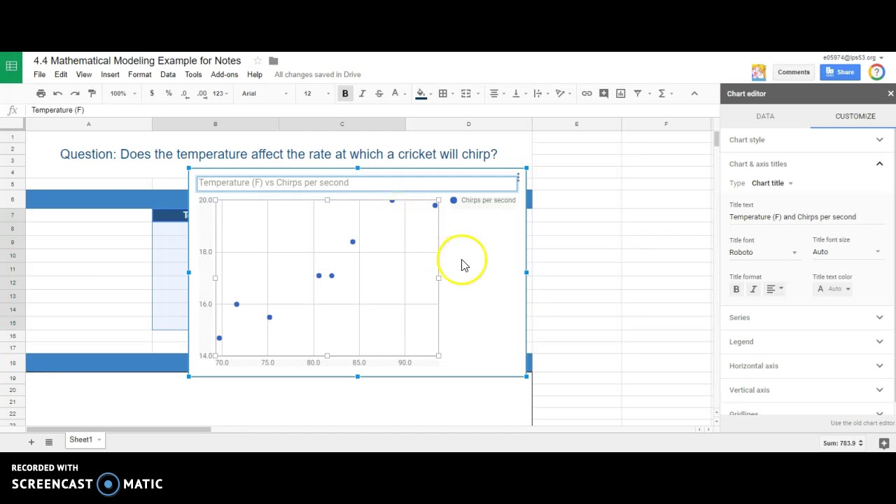 PLTW IED 4.4 Scatter Plot and Trend Line in Google Sheets - YouTube