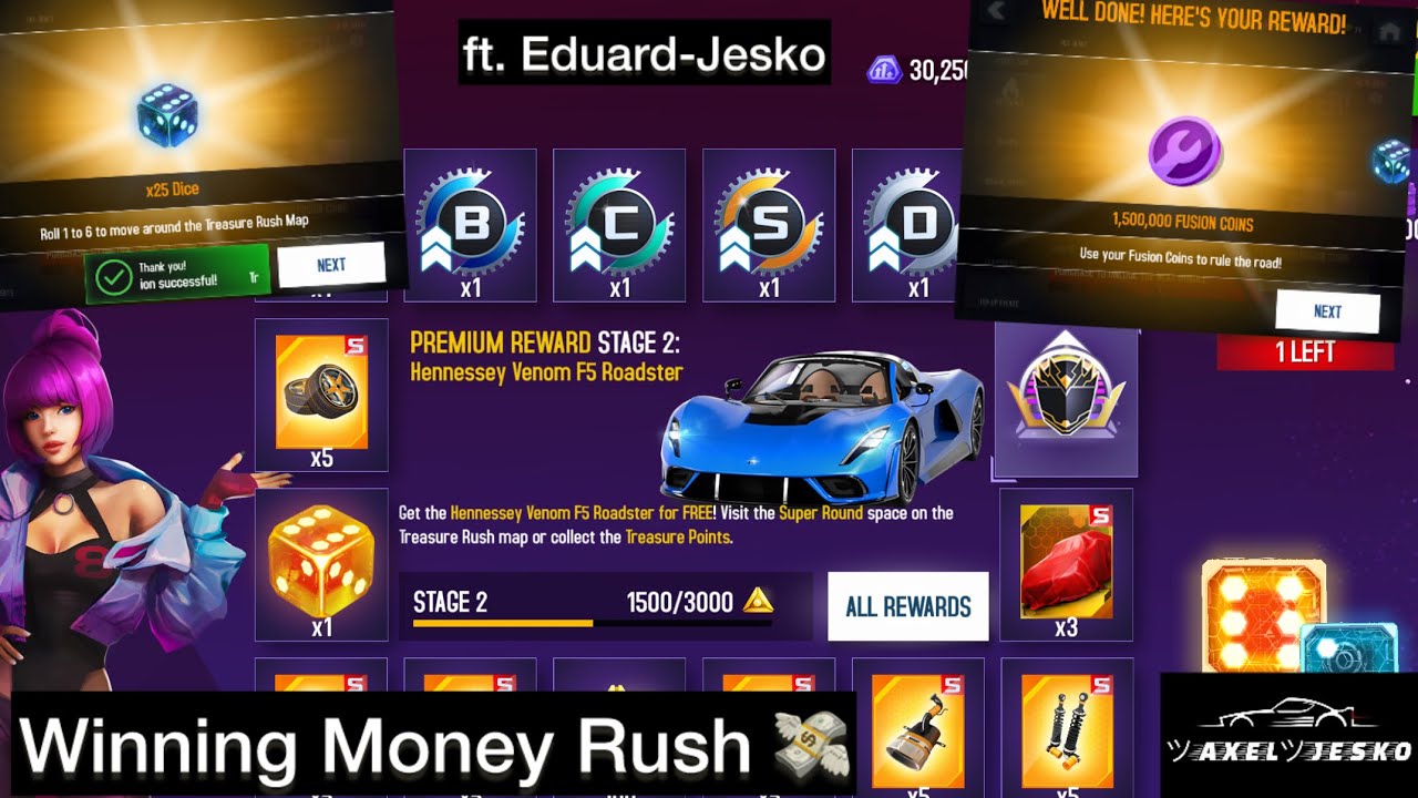 Winning Hennessey Venom F5 Roadster Treasure Rush 🔶 Money Rush 💸 - Asphalt 8 🎲 - YouTube