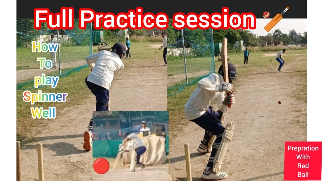 CRICKET Practice with red ball 🔴 || How to survive on dry wicket 🏏 ...