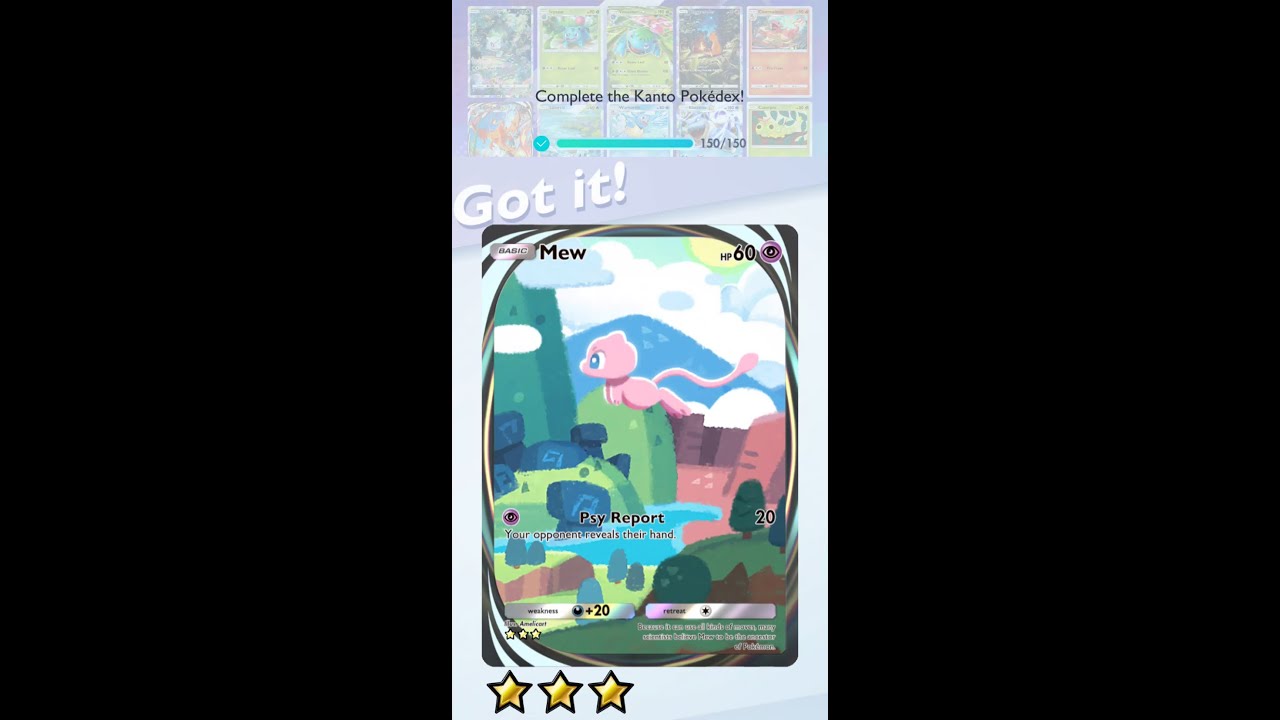 Finished Kanto Mission | Immersive Mew Card | Pokemon Pocket - YouTube