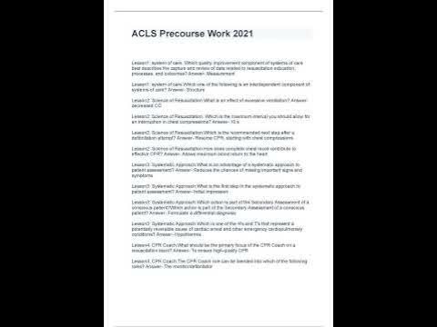 ACLS Precourse Work 2024 with complete solution - YouTube
