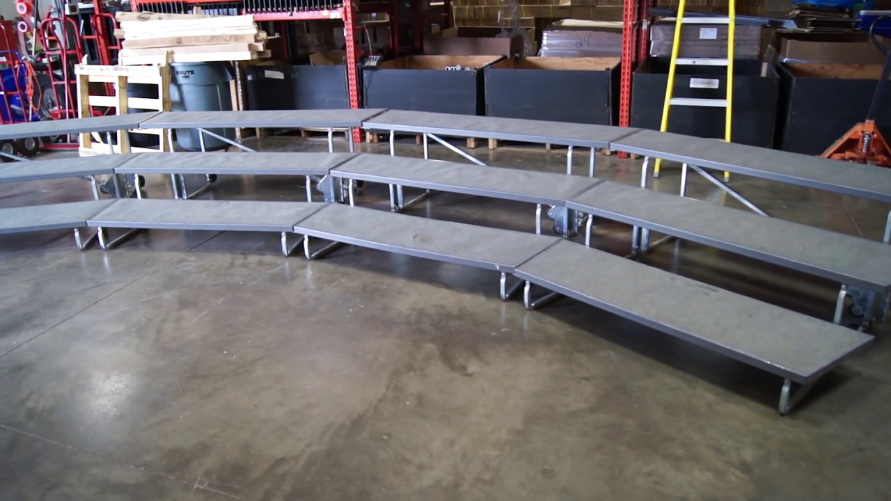 USED WENGER 6' STANDING, TAPERED CHORAL RISER WITH 18" STAIR TREADS AND ...
