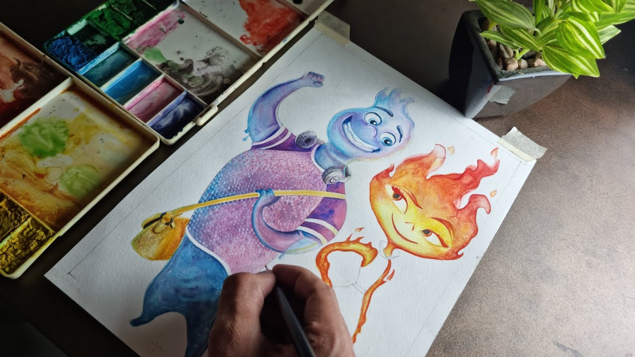 Elemental Drawing || Step By Step video || watercolour painting || # ...