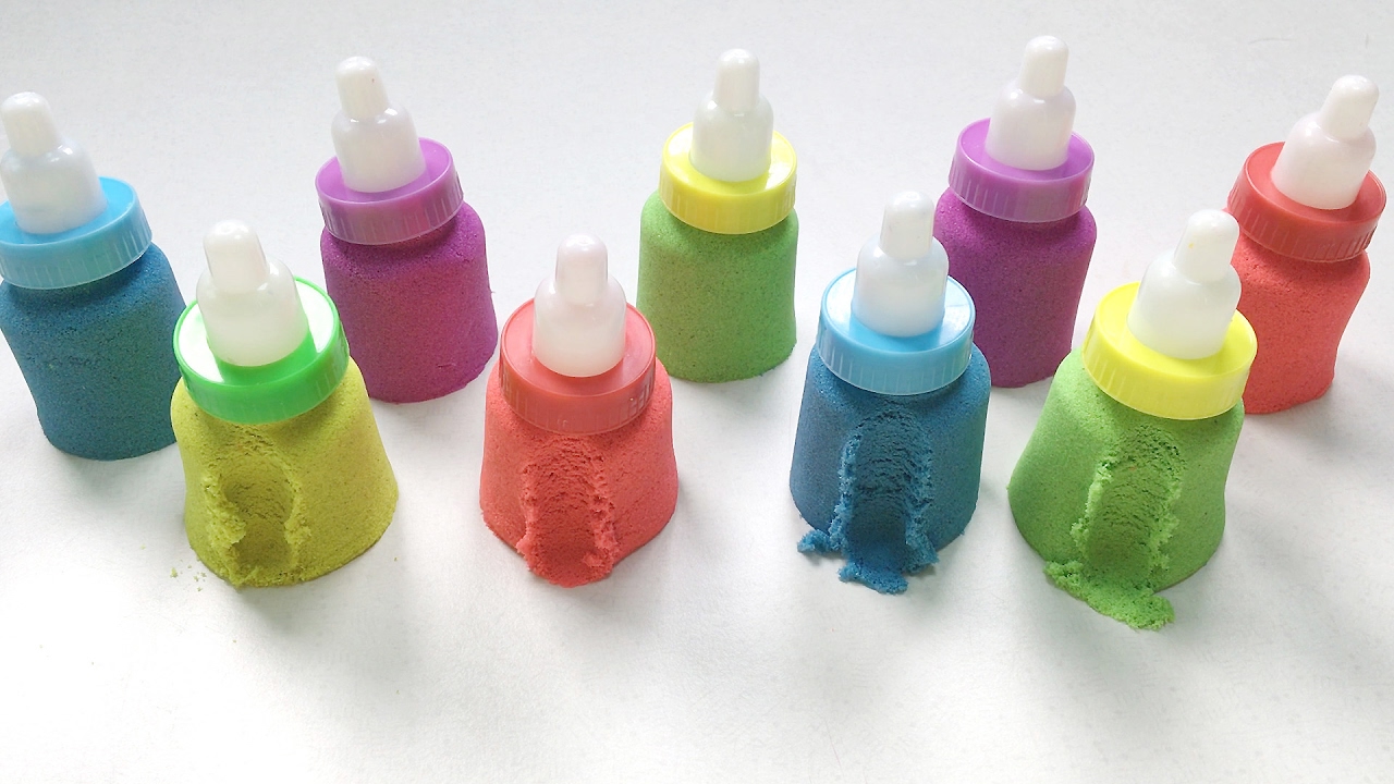 DIY How To Make Colors Baby Bottle Kinetic Sand Learn Colors Slime ...