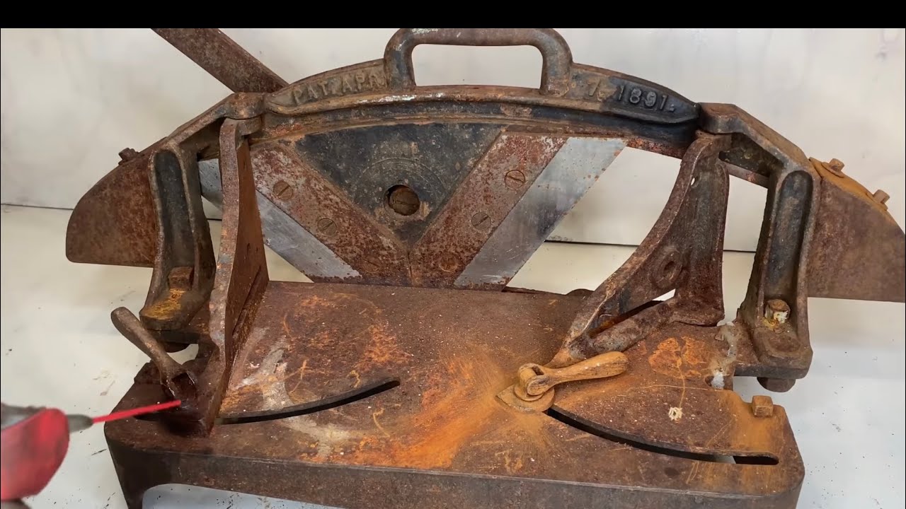 EXTREMELY Rusty Antique Miter Trimmer Guillotine Cleanup Restoration ...