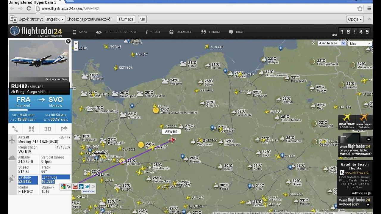Stronka do podglądania lotów na żywo! Flightradar24 - YouTube