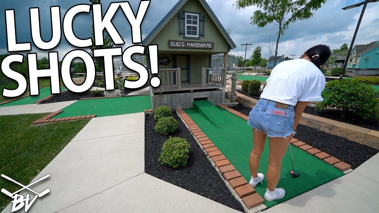 GETTING SOME REALLY LUCKY MINI GOLF SHOTS AT THIS MINI GOLF COURSE ...