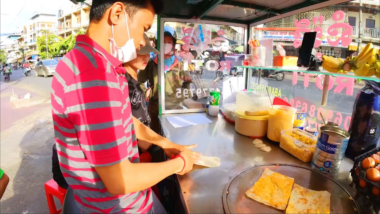 Start From $0.50 Sweet Roti in Phnom Penh - Street Food in Cambodia ...