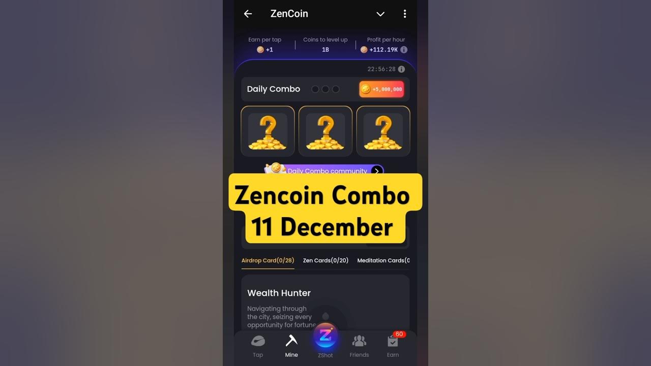 Zen coin daily combo Today 11 December | Zen coin combo cards #zencoin #combo - YouTube