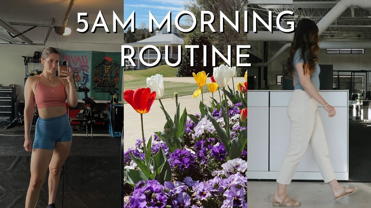 5AM MORNING ROUTINE//becoming a morning person, 9-5 work tips, finding ...