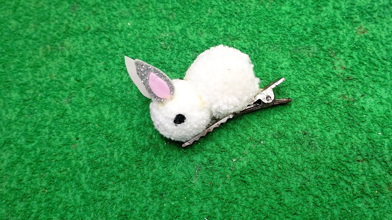 how to make cute rabbit hair clip at home/cutest hair clip i have tried ...