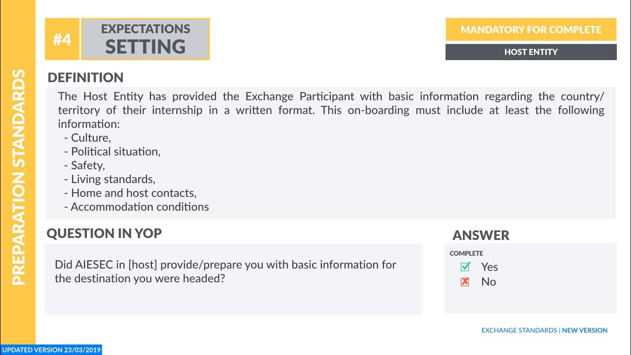 EXCHANGE STANDARD #4 | EXPECTATIONS SETTING - YouTube