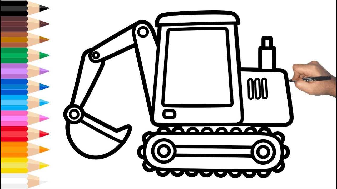 How to draw an EXCAVATOR easy | drawing excavator step by step for ...
