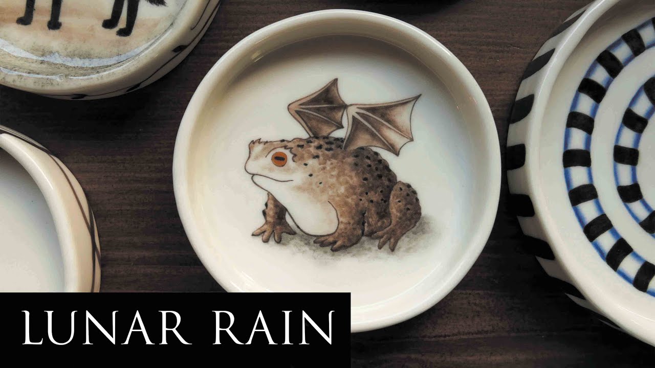 Painting Lunar Rain Ceramic Art - Demonic Winged Toad Dish - YouTube