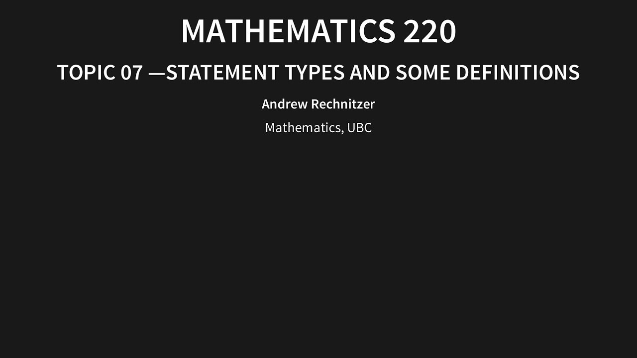 07 - Statement types and some definitions - YouTube