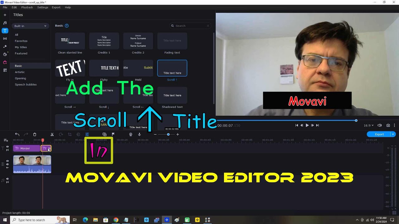 Add The Scroll Up Title In Movavi Video Editor 2023 - YouTube