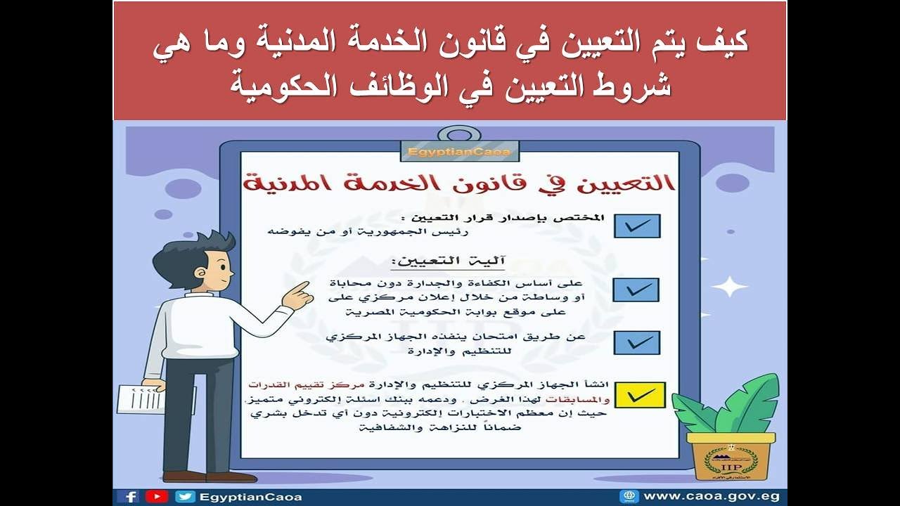 كيف يتم التعيين في قانون الخدمة المدنية وما هي شروط التعيين في الوظائف