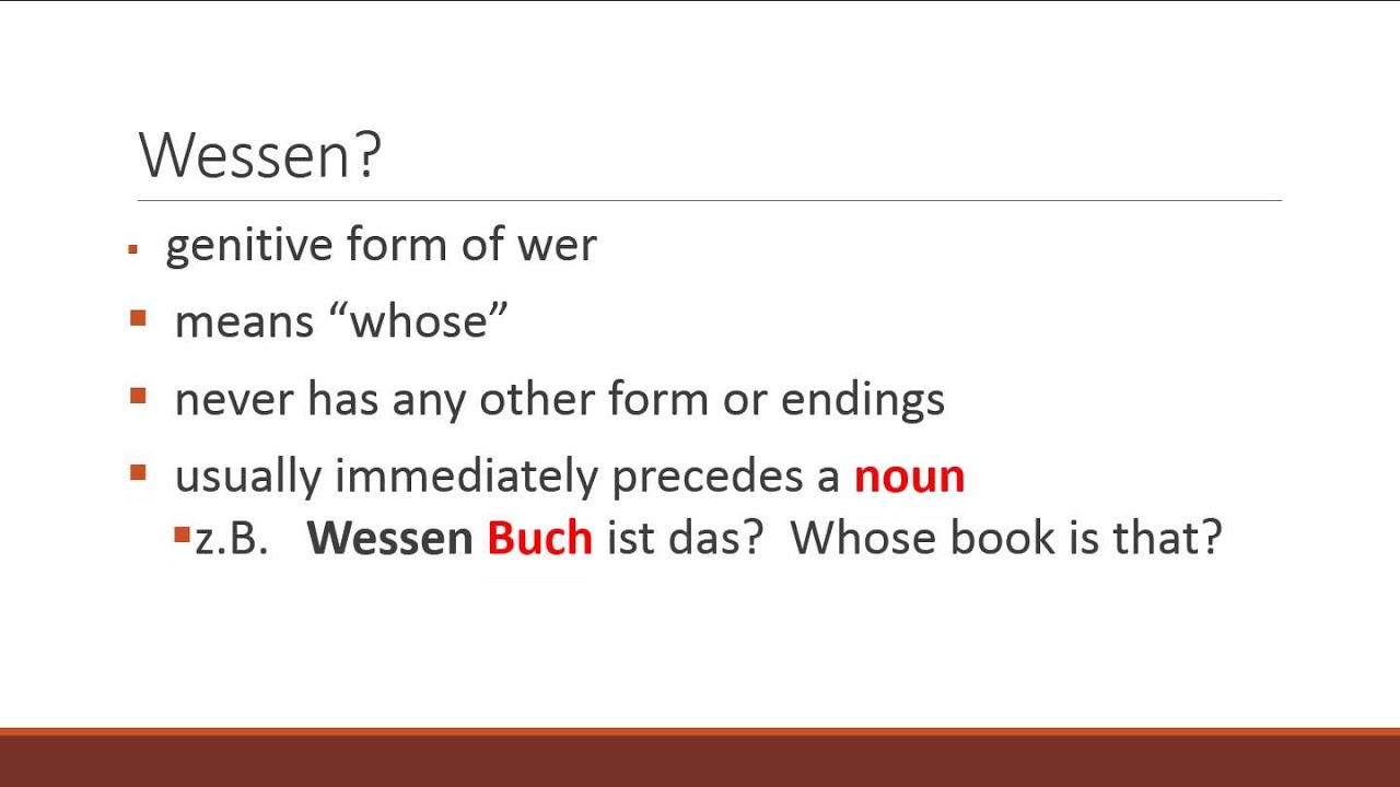German Grammar: Genitive Question Word WESSEN - YouTube