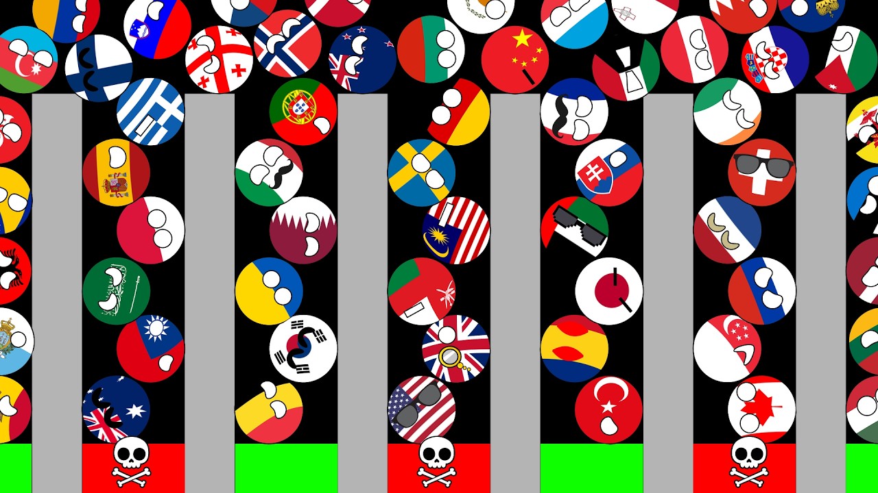 Countryballs marble race 64 Countryballs, Free For All! - YouTube