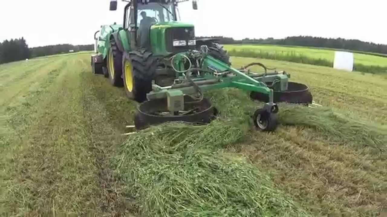 Agronic WR500 swather working with baler - YouTube