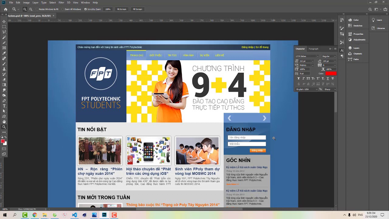 Chuyển PSD thành HTML5 & CSS3 | Layout Fpoly Student phần 1| Thầy Hộ ...
