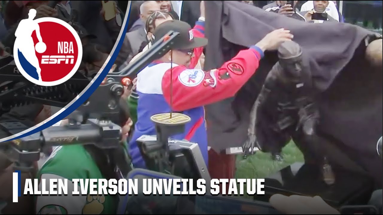 Allen Iverson's statue is unveiled at 76ers' training complex | NBA on ...