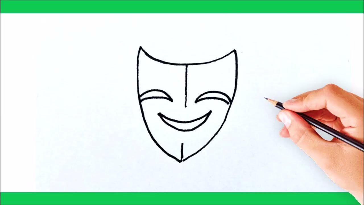 How to draw a theatre mask - YouTube