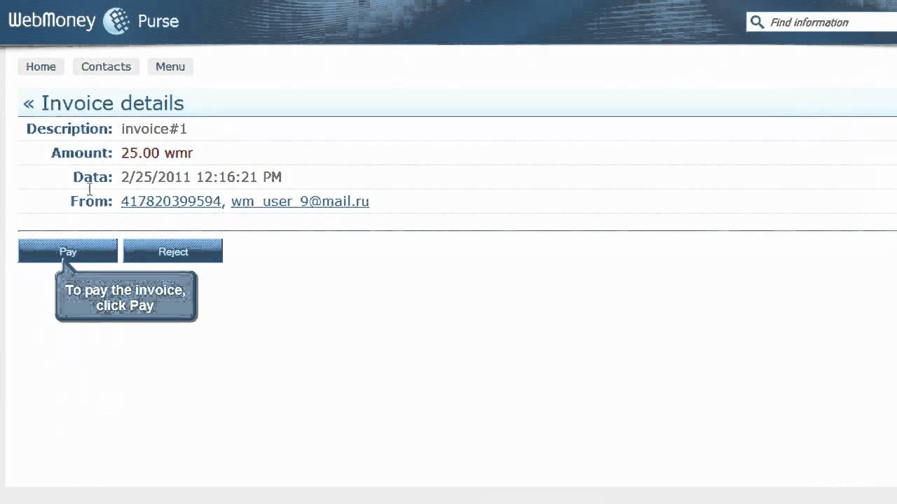 WebMoney Keeper Mini: How to pay an invoice - YouTube