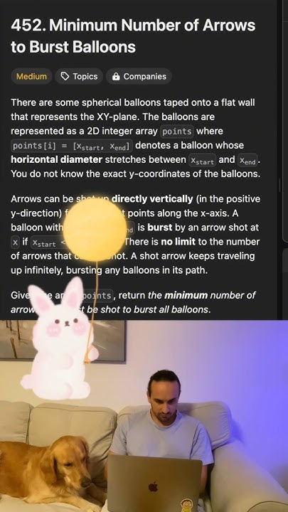 Leetcode 452. Minimum Number of Arrows to Burst Balloons. - YouTube