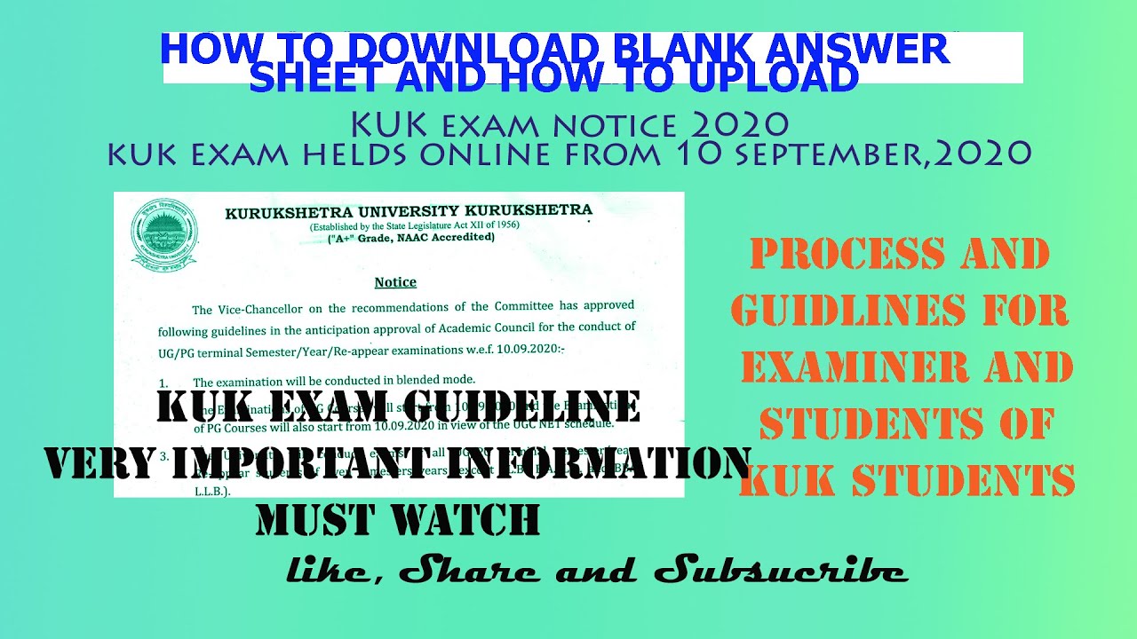 KUK exam guideline must watch/ how to download blank answer sheet/ kuk ...