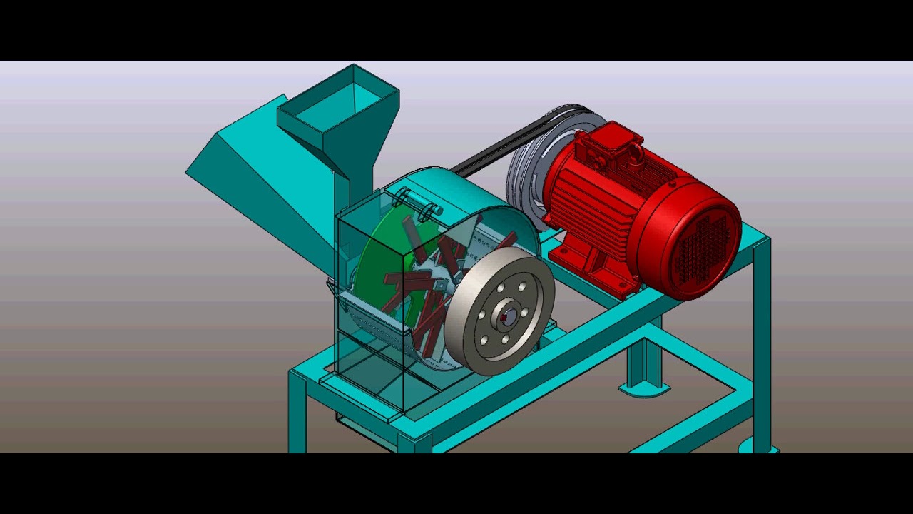Animal Food Crusher Machine Design & Working in Solidworks Tutorials # ...