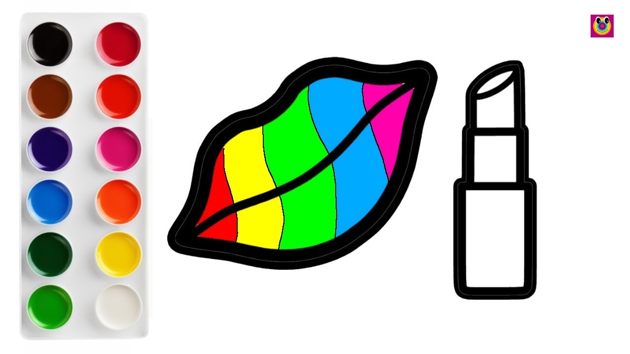 Lips Rainbow Make Up Set Drawing, Painting, Coloring for Kids ...