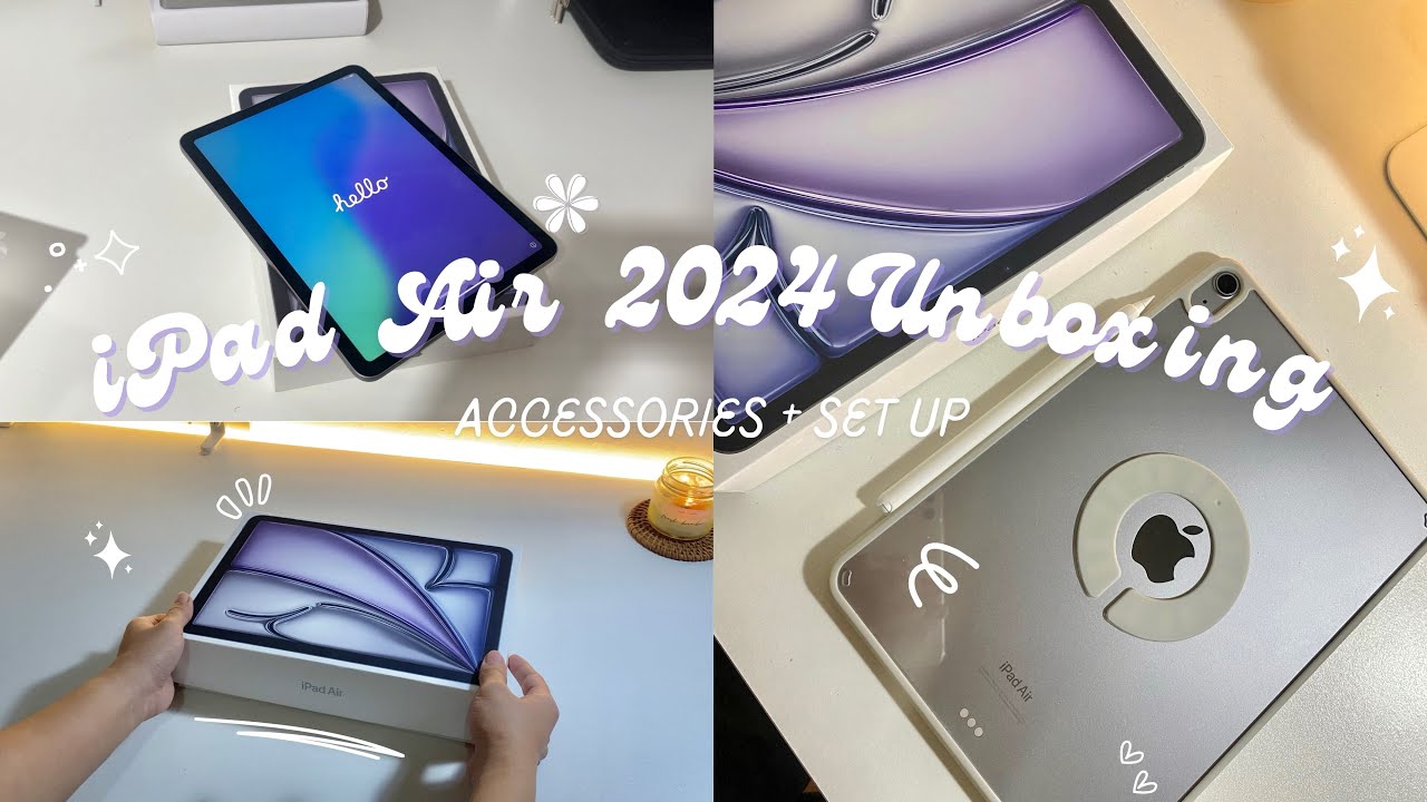 iPad Air (6th Gen) 2024 aesthetic unboxing | accessories + set up 💞 ...