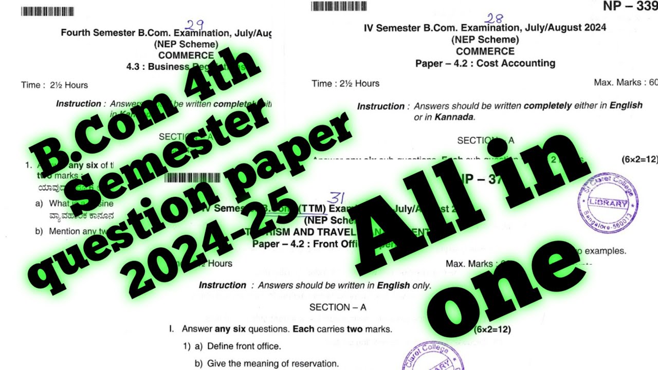 B.Com 4th Semester question Paper 2024-25 || #costaccounting # ...