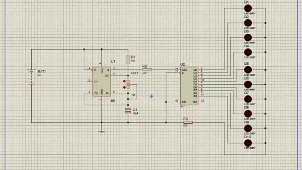 HOW TO MAKE A RUNNING LED SERIES USING IC CD 4017 AND NE 555 ll GROUP 1 ...