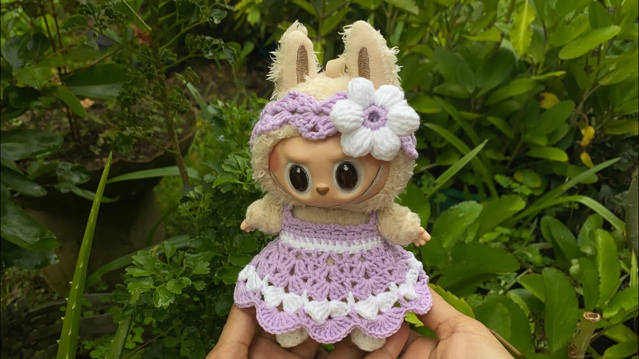 How to crochet basic dress & headband for LaBuBu 17cm/Crochet dress ...
