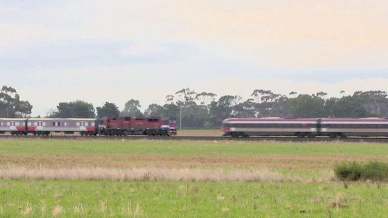 V/line Passenger Trains Cross in Country Victoria - Australian Railways ...
