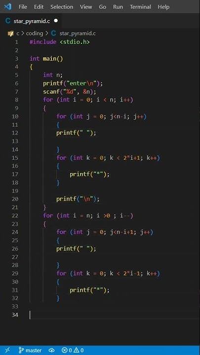 How to print diamond shape in c language #c #language #coding #c++ #learncoding - YouTube