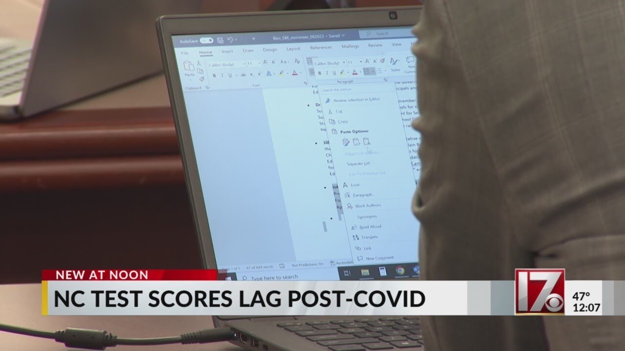 NC test scores lag post-COVID 19 - YouTube