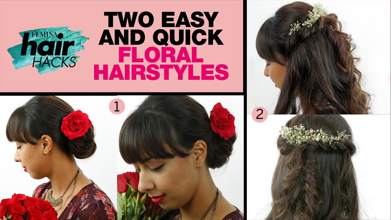 2 Easy & Quick Festive Floral Wedding & Party Hairstyles | Easy Wedding ...