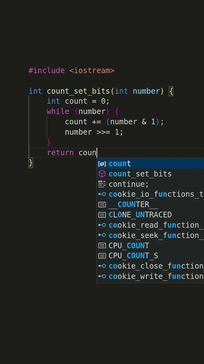 “Program to count 1s in binary representation of a number in #cplusplus | #codingshorts ” - YouTube