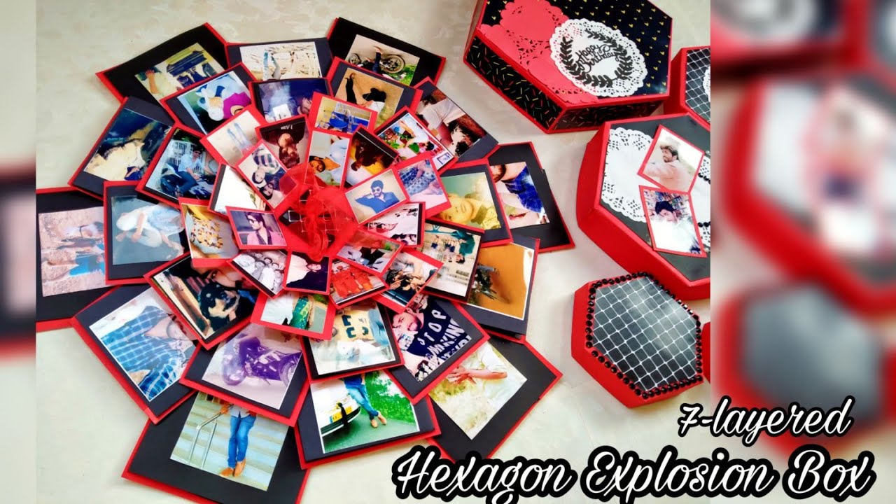 🎁GIANT 7-Layered HEXAGON Explosion Box 🎁| Birthday gift Ideas | - YouTube