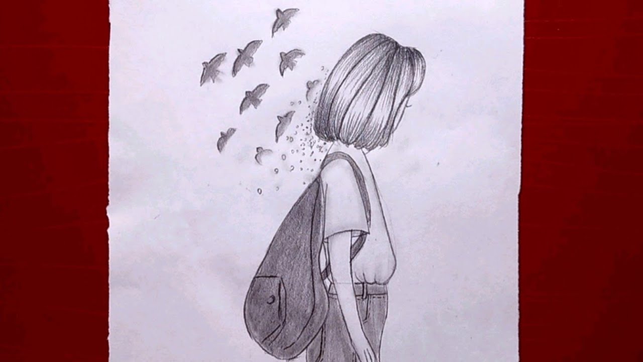 Easy way to draw a sad girl || for beginners || pencil sketch - YouTube