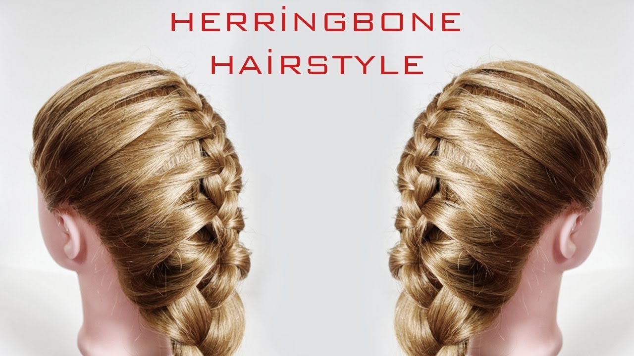 Easy braided HERRİNGBONE hairstyle | Summer Updo hairstyles | Hairstyle ...