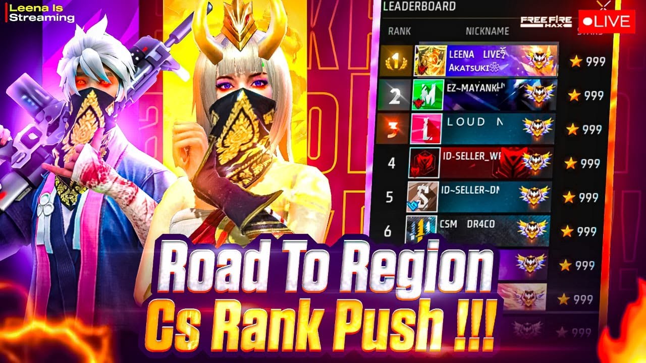 LEENA LIVE FF🩷| LET'S PUSH CS RANK TO BE ON REGION 🌟💫 - YouTube