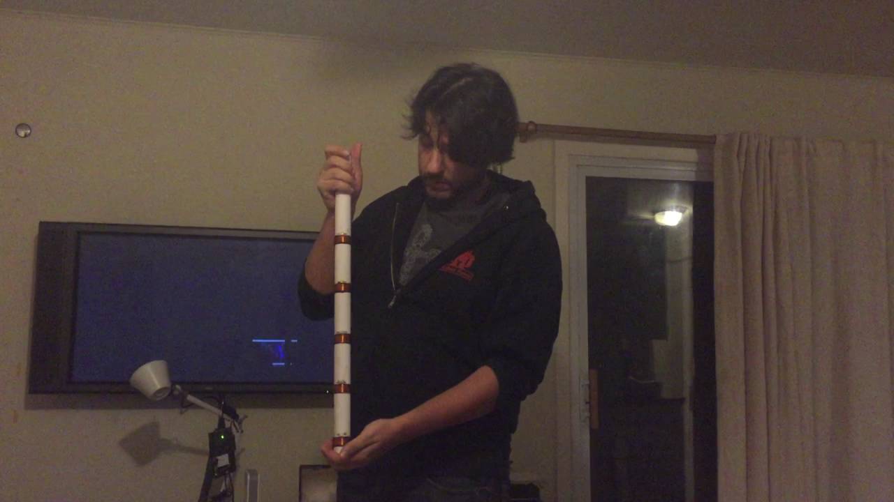 Testing an educational demo- Magnet through pipe with Coils and LEDs ...