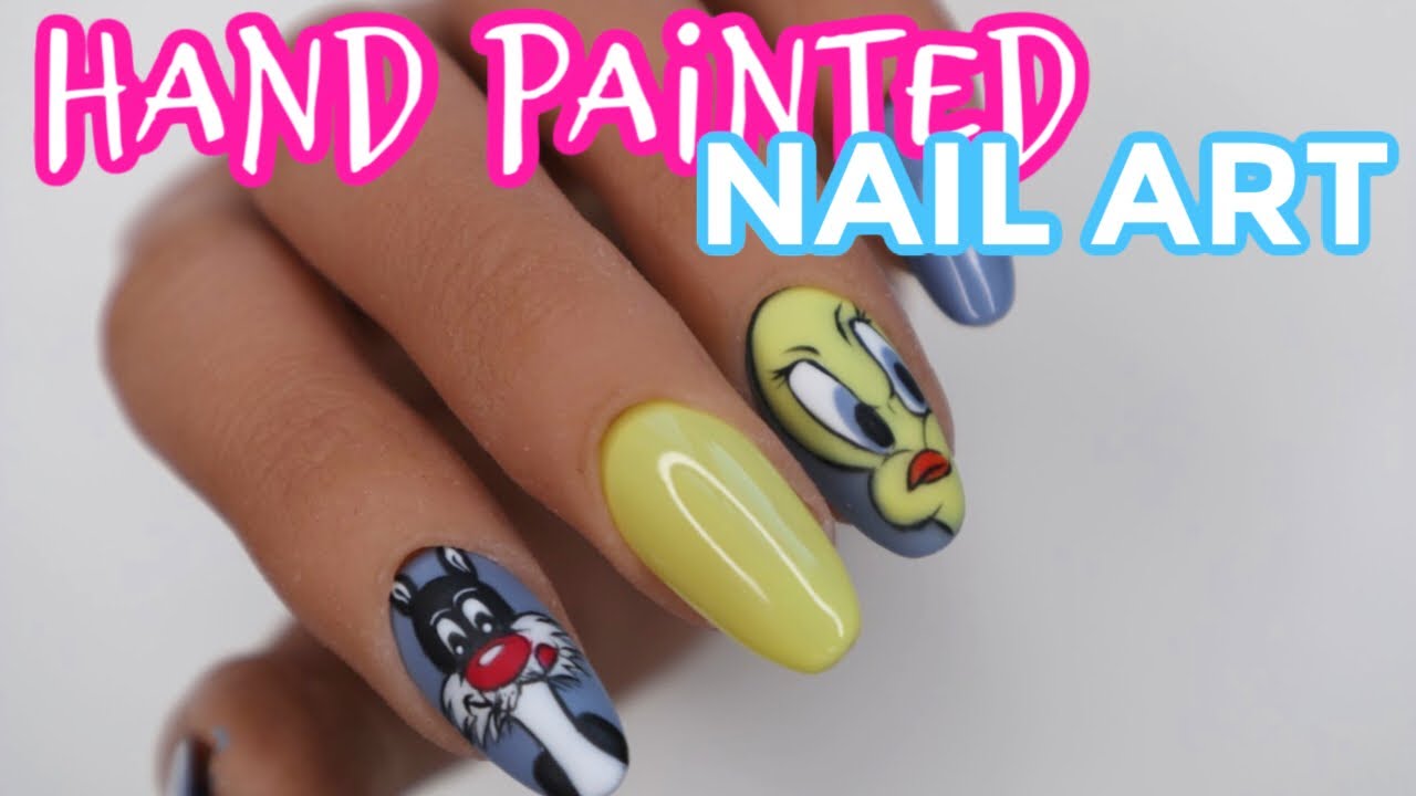NAIL TECH DAY IN THE LIFE | HAND DRAWN CHARACTER NAIL ART | SYLVESTER ...