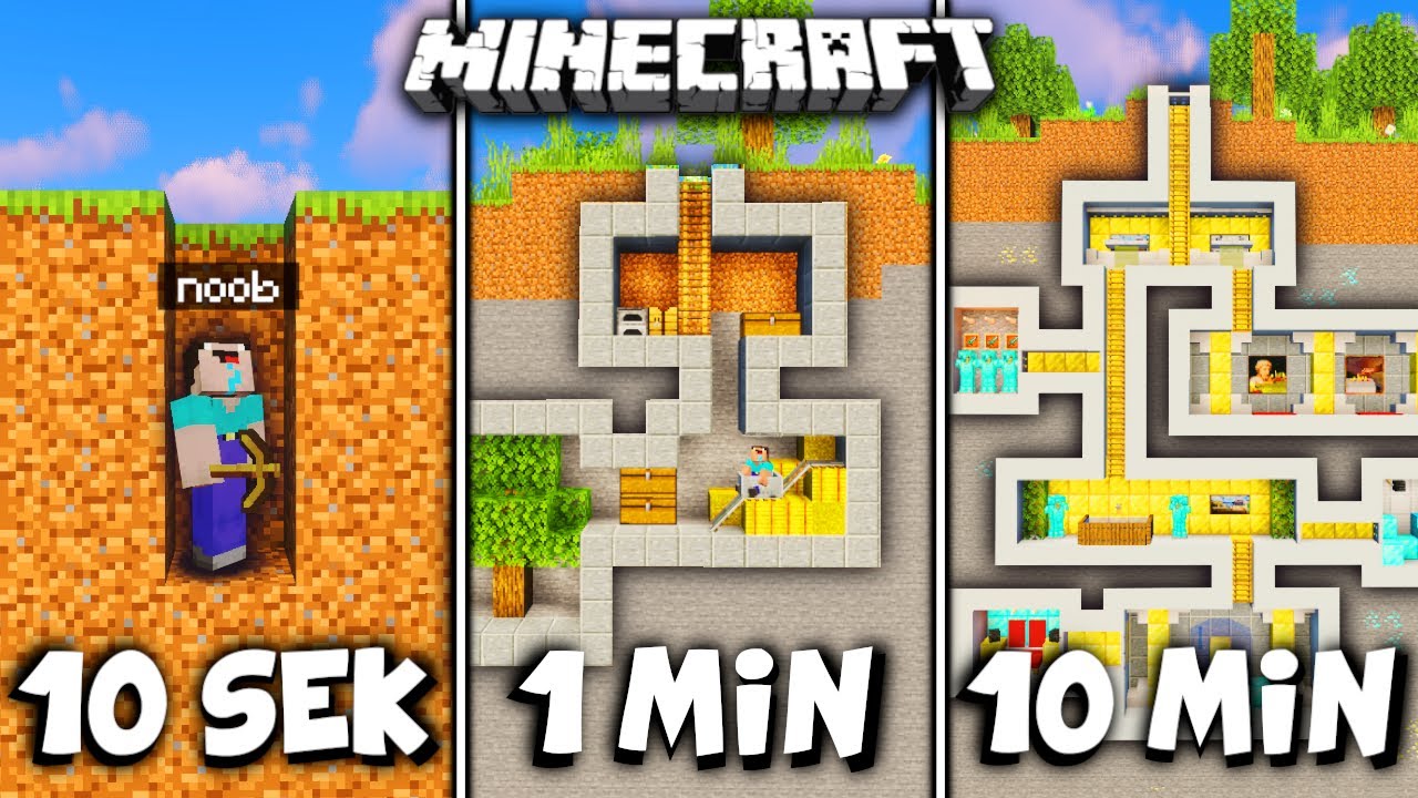 Mamy 10 SEKUND, 1 MINUTĘ i 10 MINUT na zbudowanie PODZIEMNEJ BAZY w ...